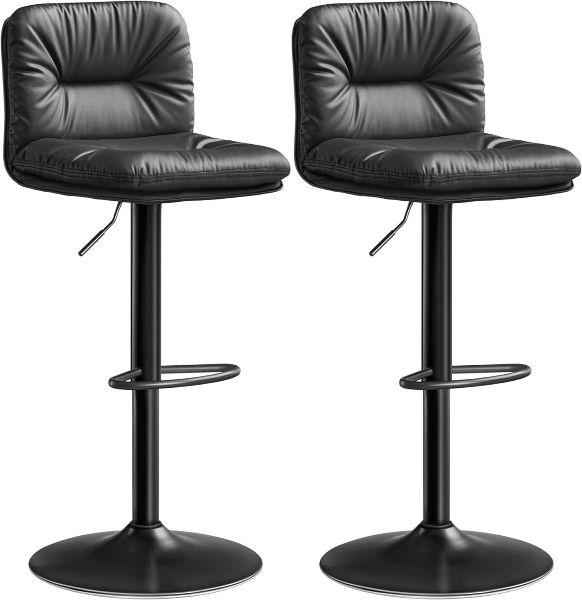 Barstole sæt af 2 - høje stole med ryglæn og fodstøtte - sort ...